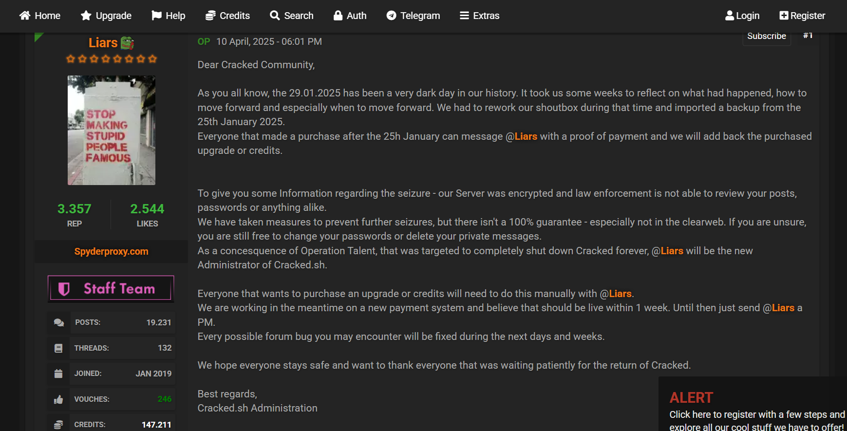 The Hack Forum “Cracked” is Back After an FBI Takedown ...